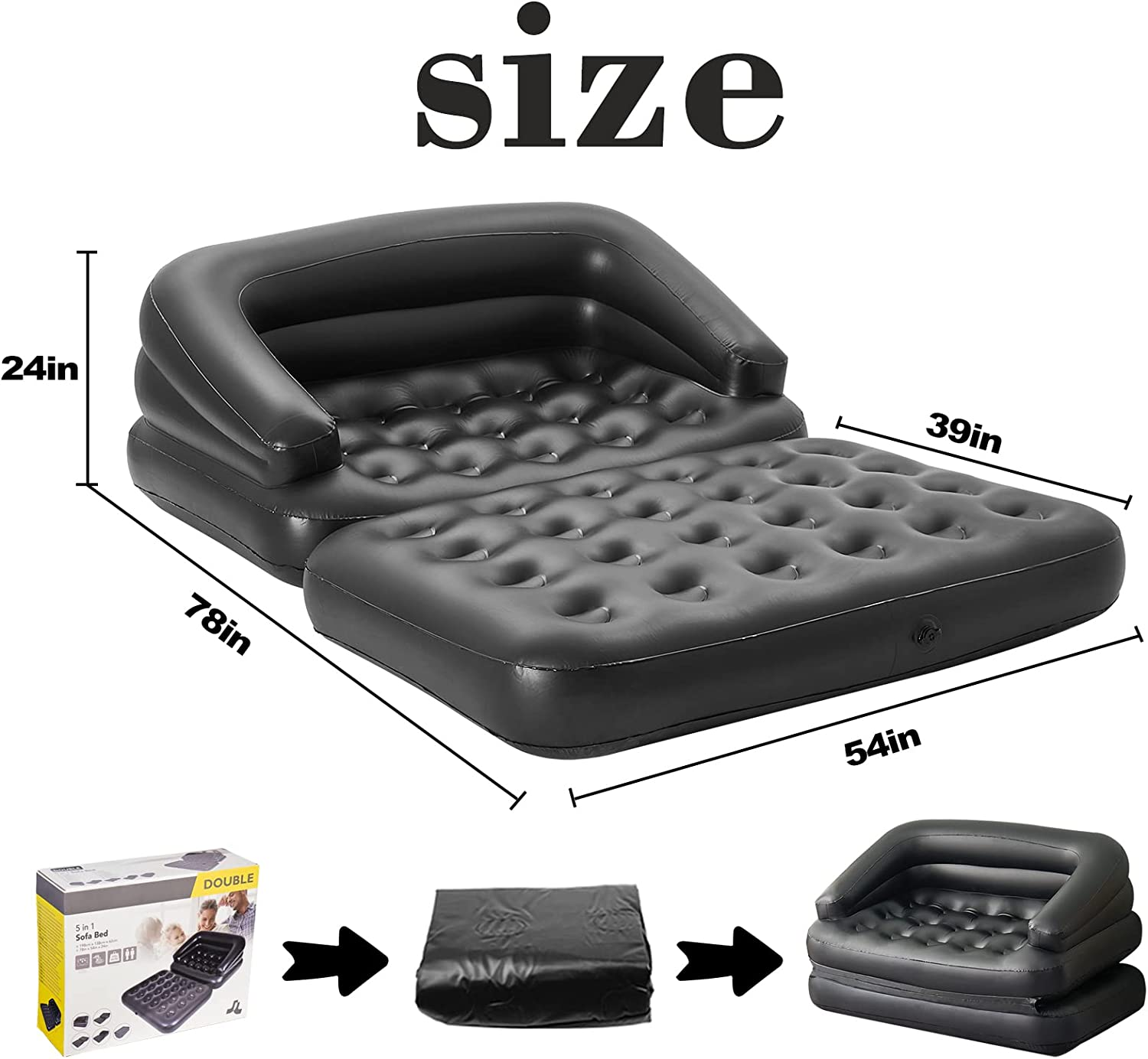 Inflatable Couch Outdoor Blow up Sofa,Air Sofa Bed for Camping,Full ...