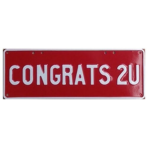 Novelty Number Plate - Congrats 2u White On Red AUS Licence Plate Sign ...