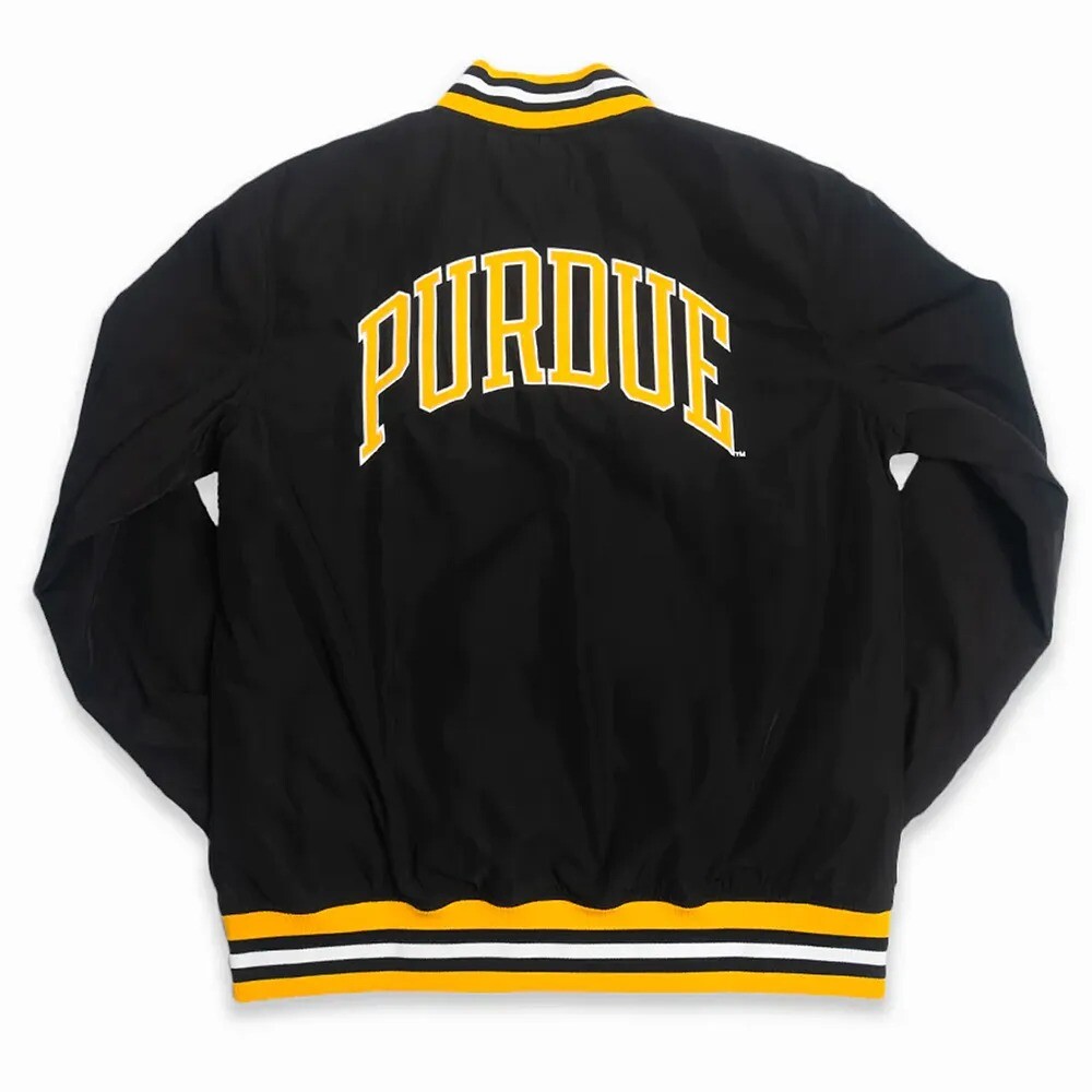 Black Vintage Pete Purdue Boilermakers Varsity Satin Bomber Jacket Free ...