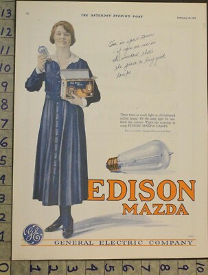 1919 EDISON MAZDA GENERAL ELECTRIC LAMP LIGHT BULB PACKAGE BOX CANDLE ...