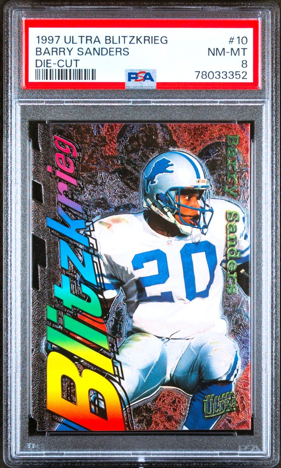 1997 Fleer Ultra Blitzkrieg Die-Cut 10 Barry Sanders Card pop 7 + 9 ...