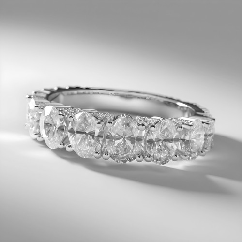 3.00 CT Band Ring Eternity Diamond Oval Lab-Created VS1/D 14K White ...
