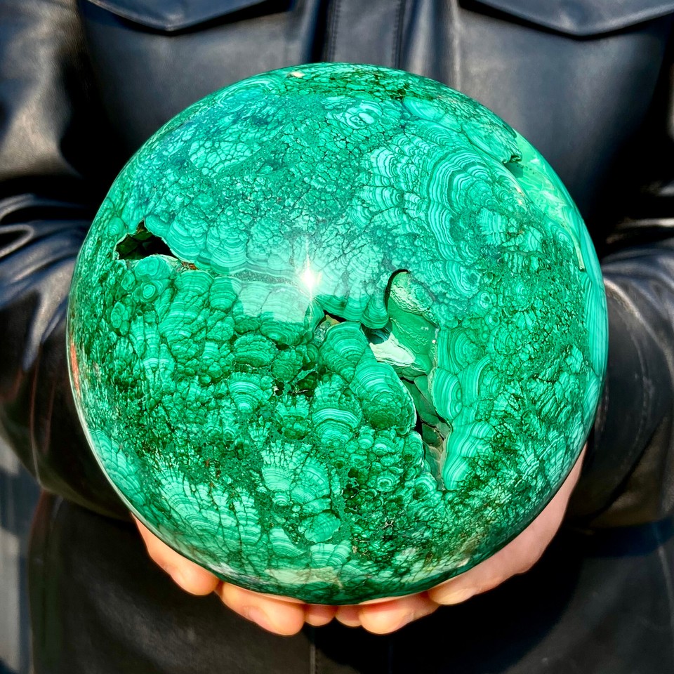 8.9LB Top Natural Malachite Quartz Sphere Large Crystal Ball Reiki ...