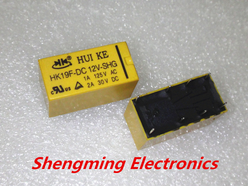 10PCS HK19F-DC 12V-SHG DC 12V Coil DPDT 8 Pins 2NO 2NC PCB Mini Power ...