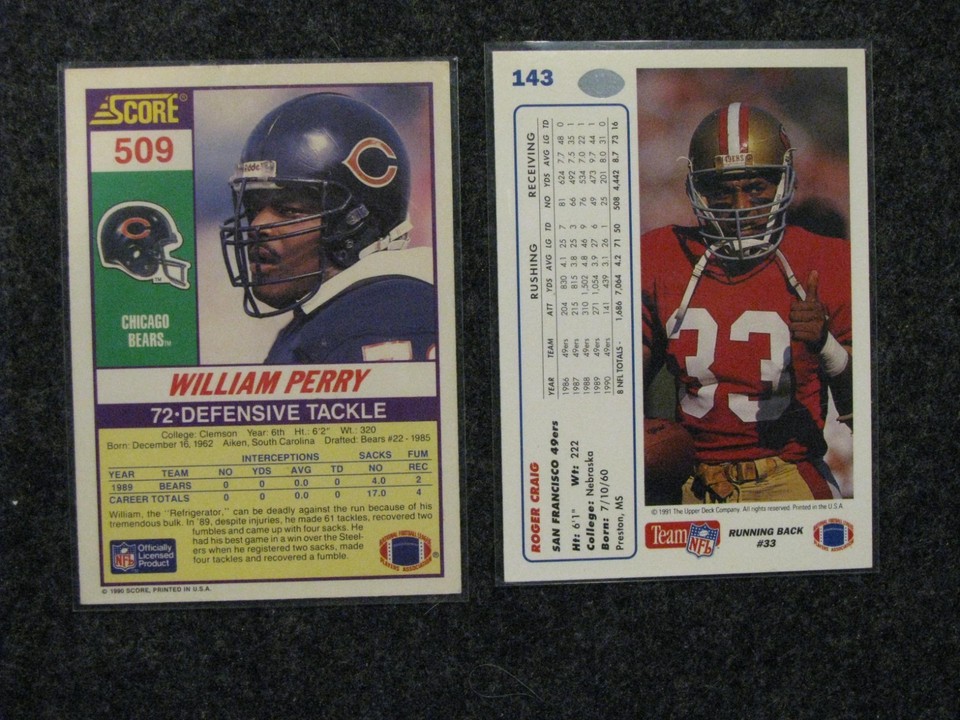 1990 Score #509 William "Refrigerator" Perry, 1991 Upper Deck Roger ...