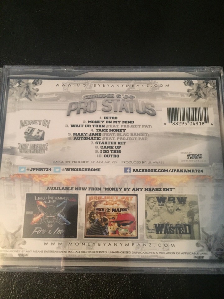 Chrome JP Mr 724 Pro Status Brand New Cd Sealed Three 6 Mafia Hypnotize ...
