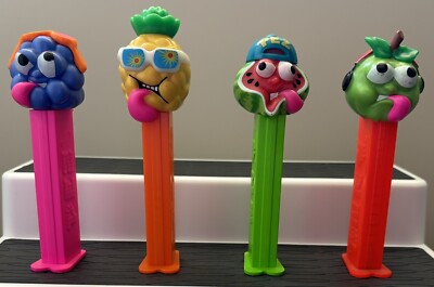 Lot of 4 FRUIT SOURZ PEZ Dispensers - GRAPE, PINEAPPLE, WATERMELON ...