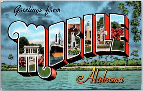 Mobile Alabama, 1946 Large Capital Letters, Famous Places, Greetings ...