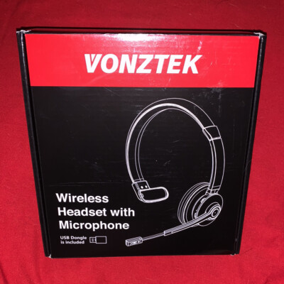 Vonztek Lightweight Wireless Headset w/ Noise Cancelling Microphone V5 ...