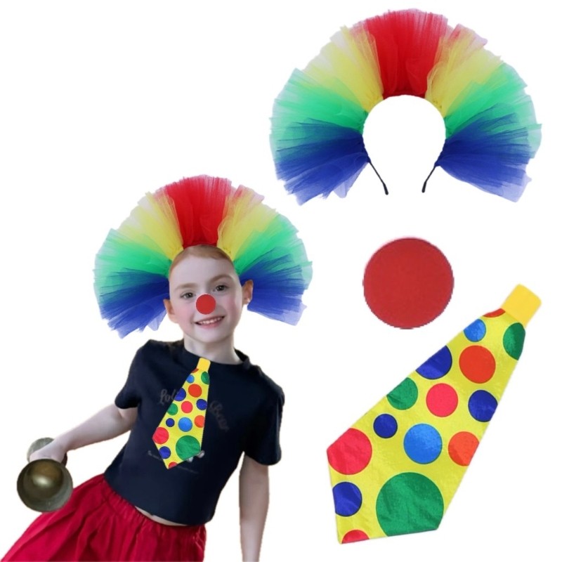 Clown Costume Clown Outfits Clown Dressing Up Set Colorful Wig Clown ...