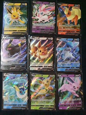 Eevee Evolutions V Promo Complete SWSH 9 Card Set Eeveelutions Pokemon ...