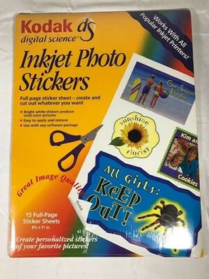 Kodak DS Inkjet Photo Stickers 8472177 15 Full Page Sheets Free ...