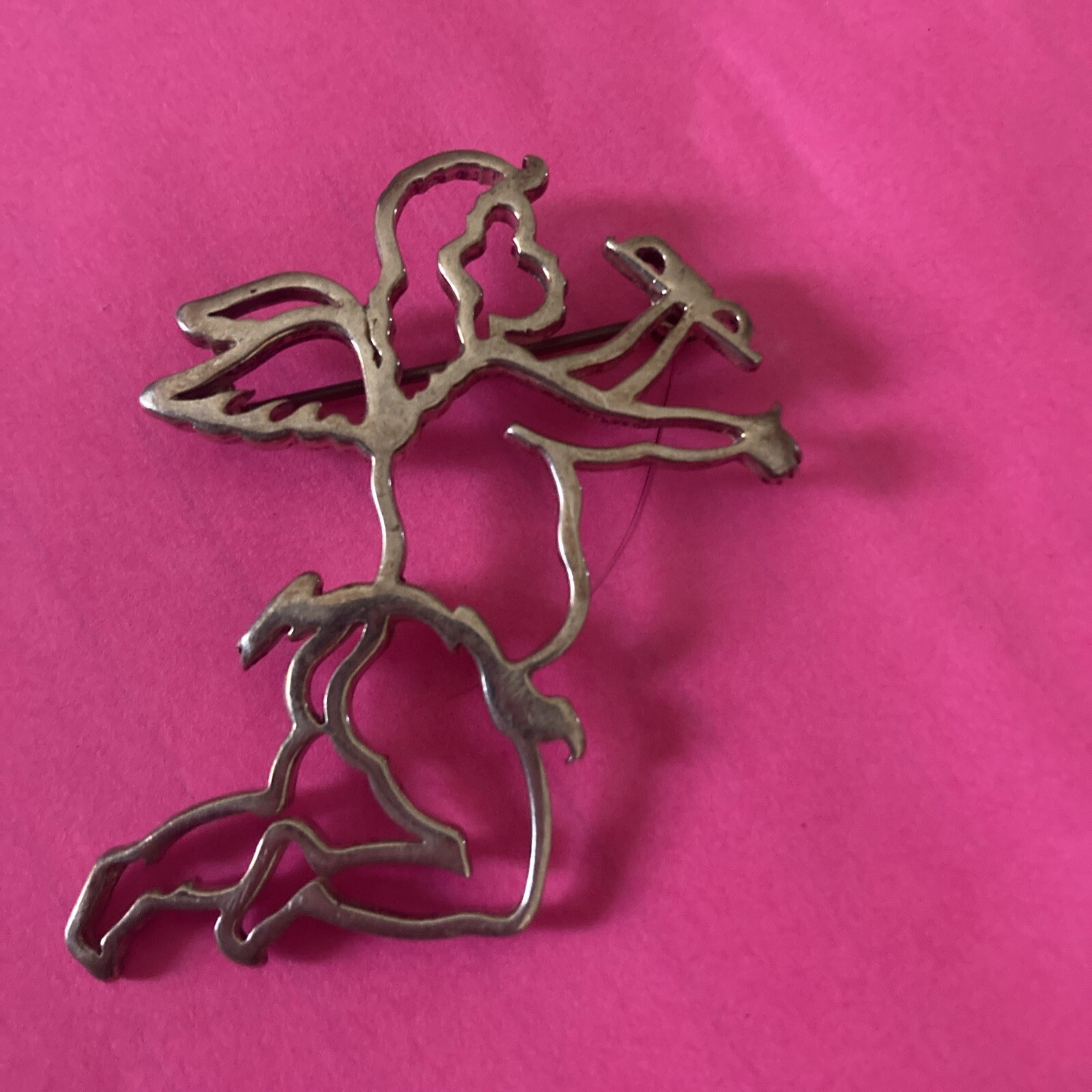 925 Sterling Silver Putti Boy Angel Outline Smooth B… - Gem