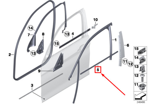 NEW BMW 1 F20 FRONT RIGHT EXTERIOR DOOR CHANNEL COVER 51337240862 ...