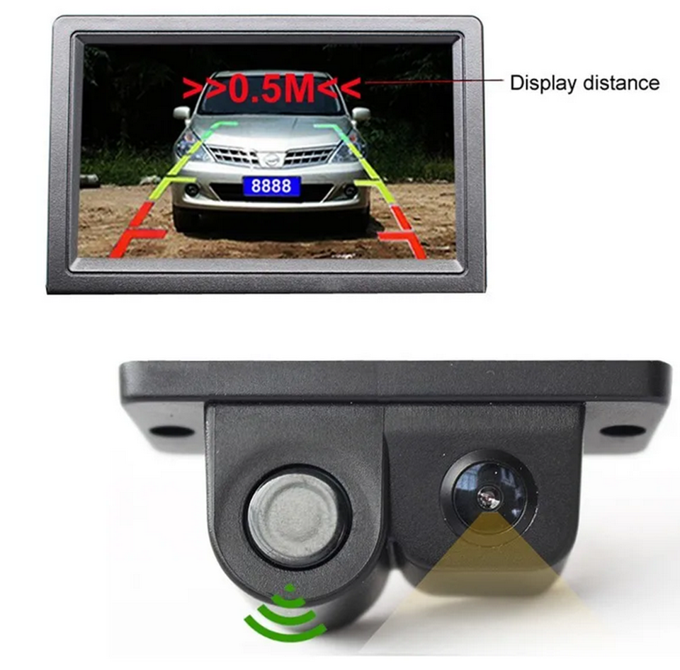 Car Reverse Rear Radar Alarm System 2in 1 Rear View Backup Camera ...