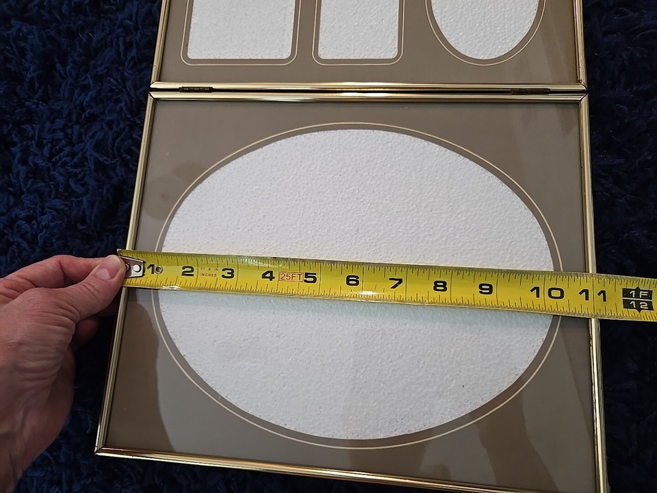 Vintage Double Gold Toned Metal Frame Holds 7 Size Photos 8x10 Matted ...