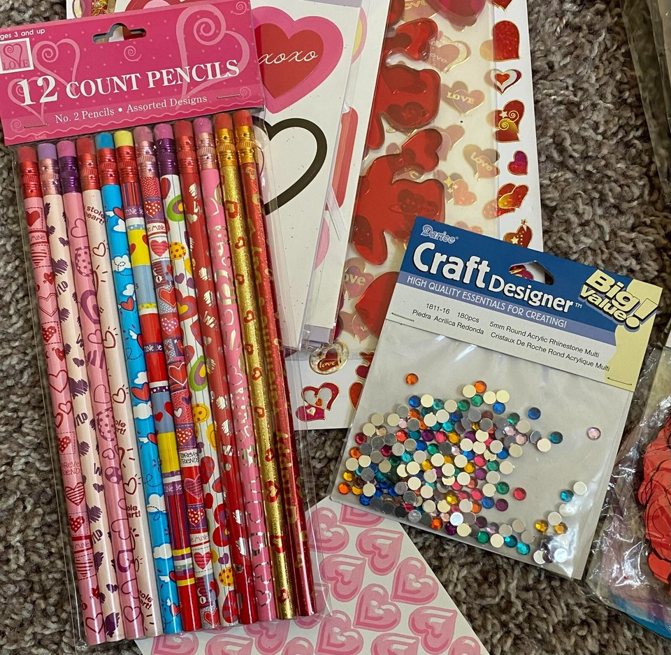 Heart Love Craft Card Making Deco 100+ Supplies Pencils Huge Lot READ ...