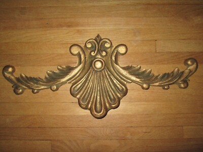 Vintage Gold Gilt Baroque Carved Wood Wall Trim Pediment Door-Topper ...