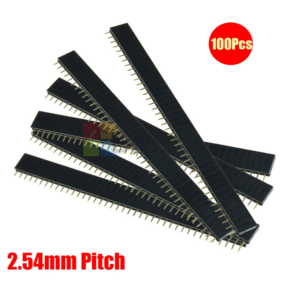100Pcs 40pin 2.54mm Single Row Straight Female Pin Header Strip PBC for ...