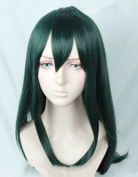 My hero academia Asui Tsuyu Cosplay Wig Wig Long Long Dark Green Dark ...