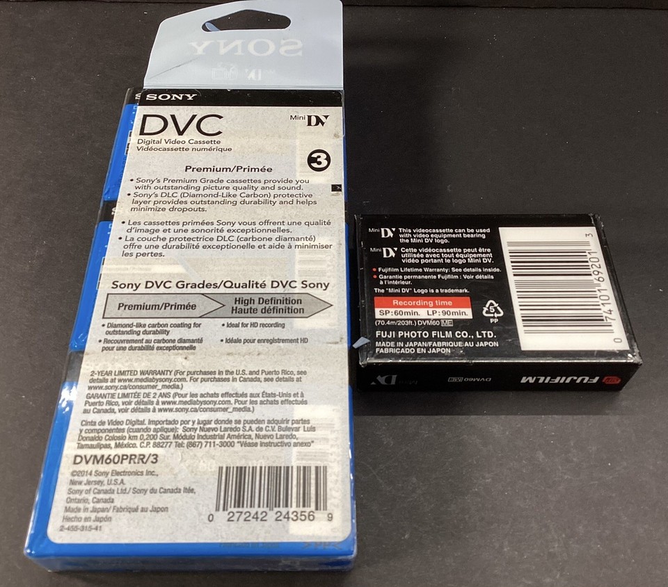 3 Sony DVC Mini-DV 60 Premium Digital Video Cassettes DVM60PRR ...