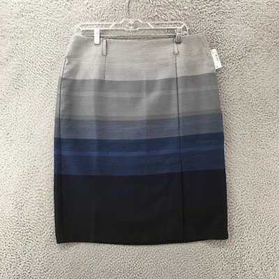 Roz & Ali Straight & Pencil Skirts Womens 14 Multicolor Striped Casual ...