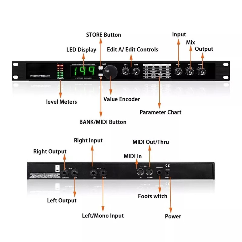 Professional DSP Audio Processor Equalizer Reverb Multi-Effect Digital ...