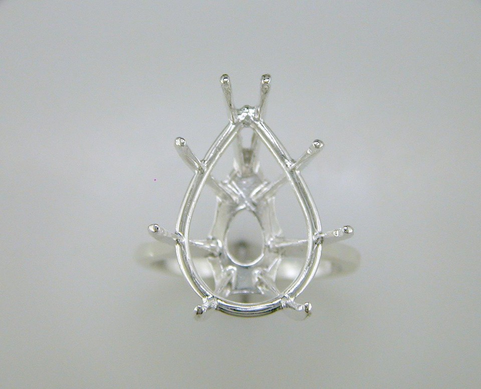 Pear Shape Solitaire 8 Prong Deep Ring Setting Sterling Silver | eBay