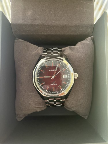 Bulova 96B401 Jet Star Stainless Steel Bracelet Red Dial Wristwatch for ...