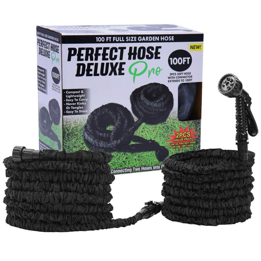 Expandable Water Hose 3/4 in. x 100 ft. with 7 Function Spray Nozzle 50 ...