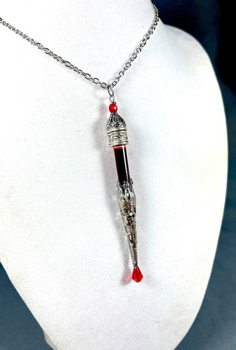 Handmade Unique Gothic Goth Vampire Glass Blood Pendant Charm Necklace ...