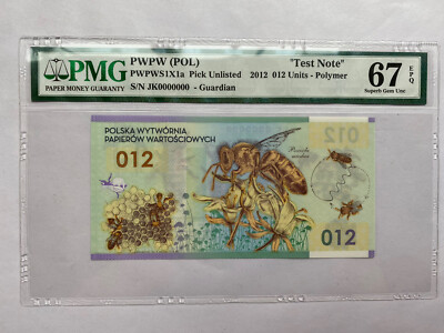 TEST NOTE PWPW HONEY BEE 012 PWPW test note polymer substrate PMG 67 ...