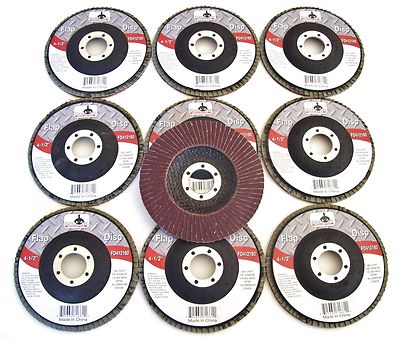 10 GOLIATH INDUSTRIAL 4-1/2" FLAP DISCS 180 GRIT FD412180 ANGLE GRINDER ...