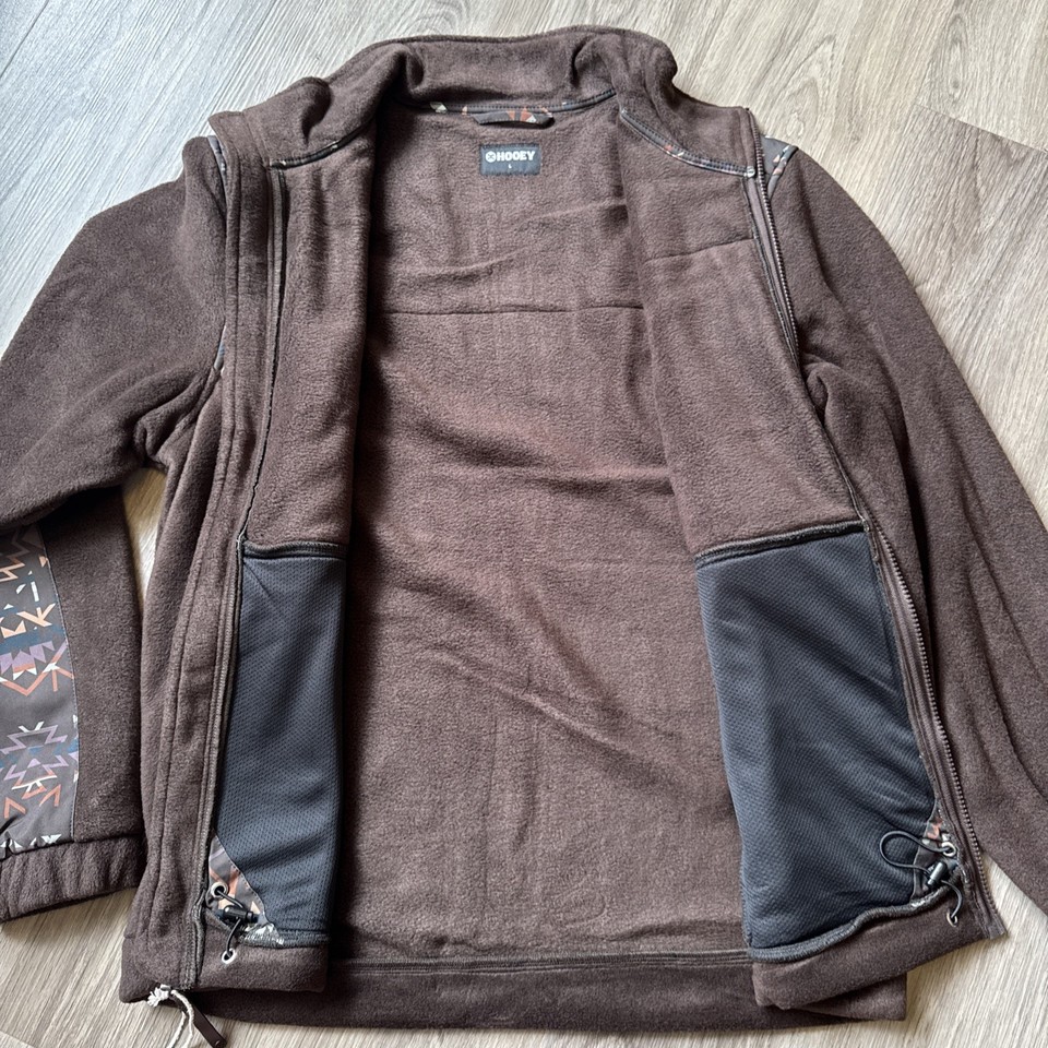 New With Tags HOOEY TECH FLEECE JACKET" BROWN/AZTEC Size Large | eBay