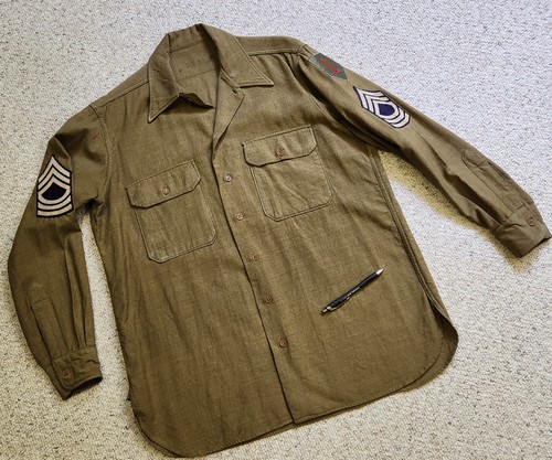 US WWII GI M37 Field Shirt, 1st Inf. Division Tribute, X Large Size 16 ...