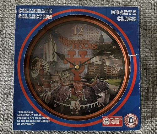 Vintage UT Texas Longhorns Collegiate Collection Quartz Clock New In ...