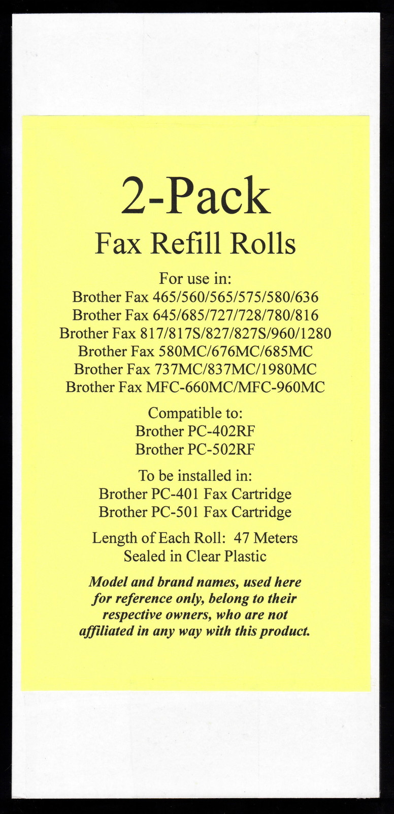 2-pack of Fax Refill Rolls for Brother Fax 727 728 780 816 817 817S 827 ...