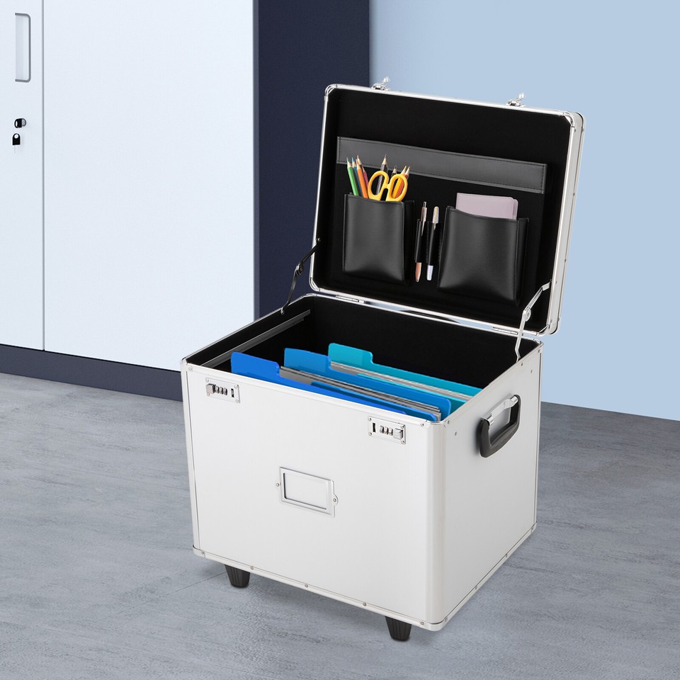 Locking Mobile Business Case, Aluminum Alloy File Lock Box, Hand pull ...