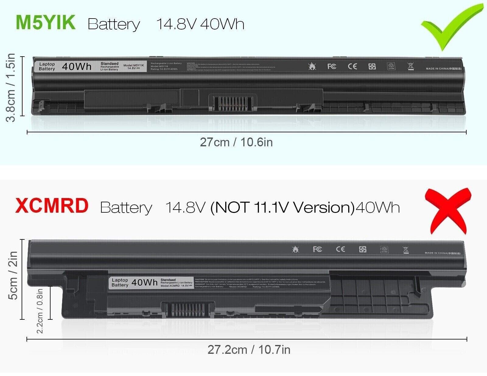 40Wh 14.8V Battery for Dell Inspiron 17 5000 series 5755 5756 5758 5759 ...