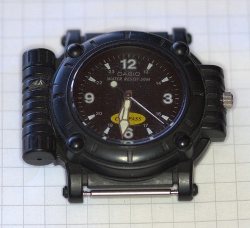 Casio Pathfinder Watch Compass Built Into Case Rare Vintage MW-43 Mens ...