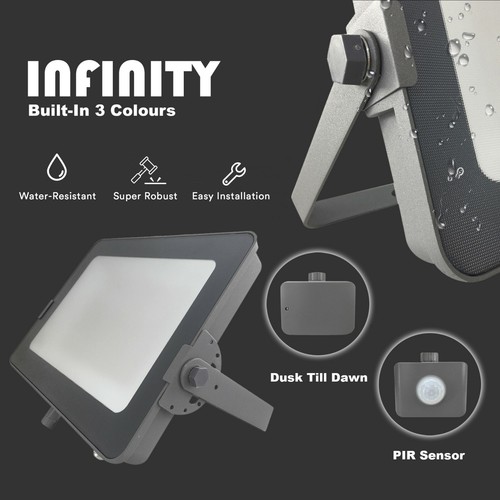 Infinity LED Floodlights Outdoor Garden Security PIR/Dusk to Dawn ...