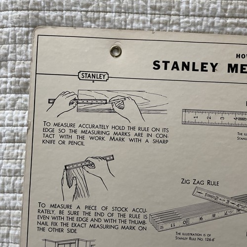 VTG 1950 Stanley Tools Measuring & One Foot Rule Double Sided Educate ...