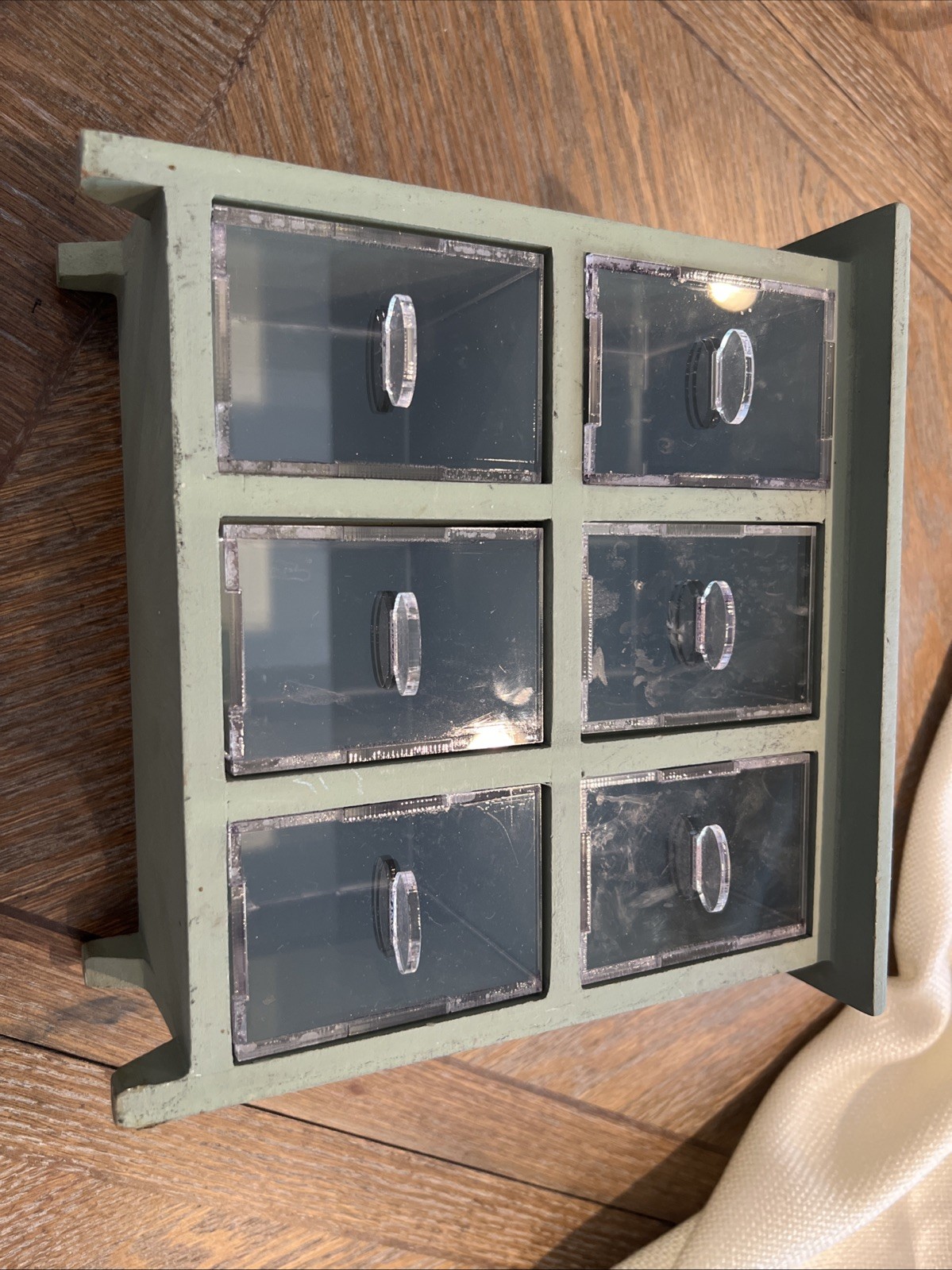 Vintage Floral Wooden Organizer with Clear Acrylic Drawers – 9-Drawer ...