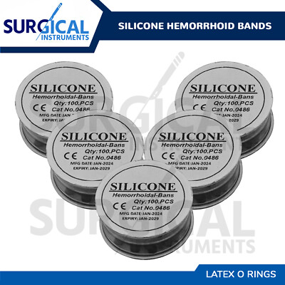 Silicone Hemorrhoid Bands Latex O Rings Set Black Rubbers For Ligator ...