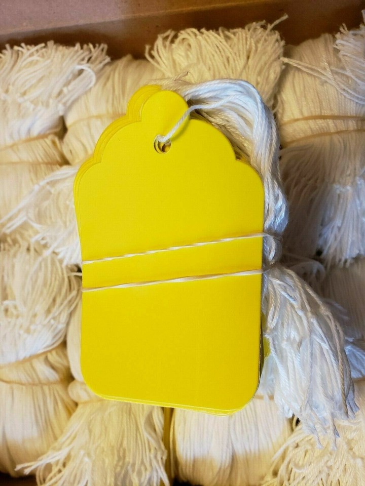 100 Blank Yellow Strung Merchandise Price Tags Retail String Coupon ...
