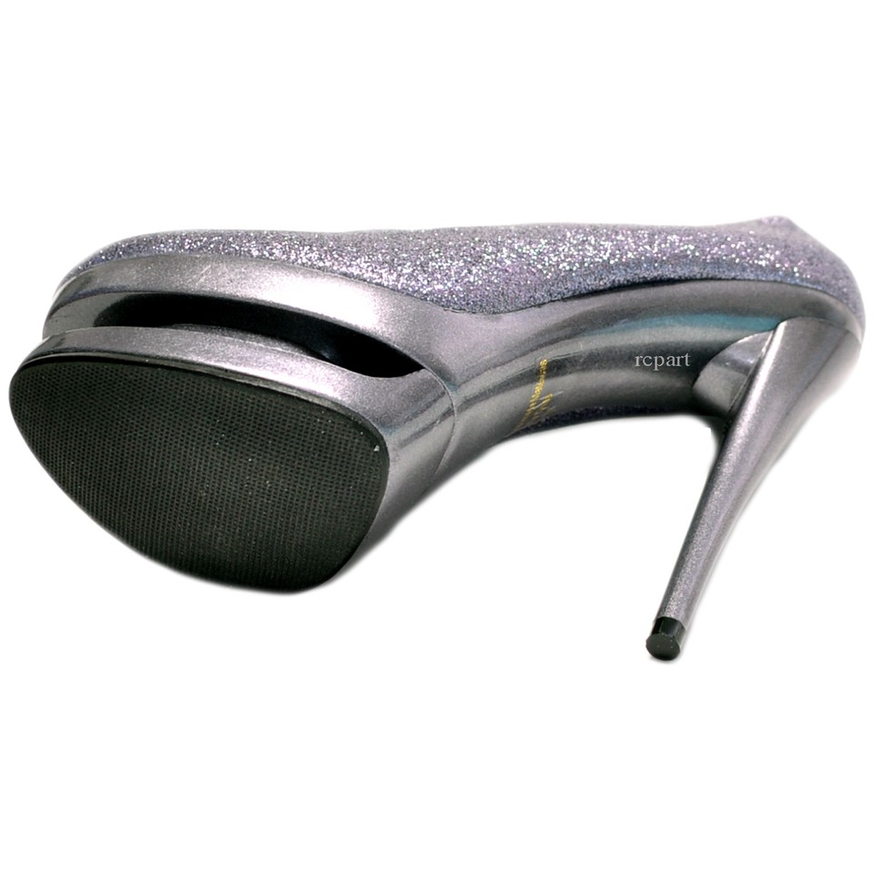 New women's shoes high heel pumps stilettos pewter glitter evening prom ...