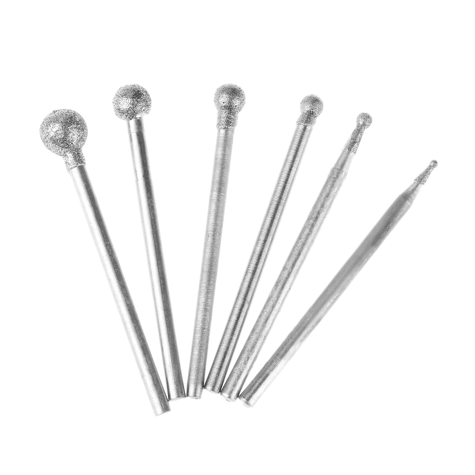 6Pcs F needle Round Ball Spherical Head Mounted Points Grinding Bit Kit ...