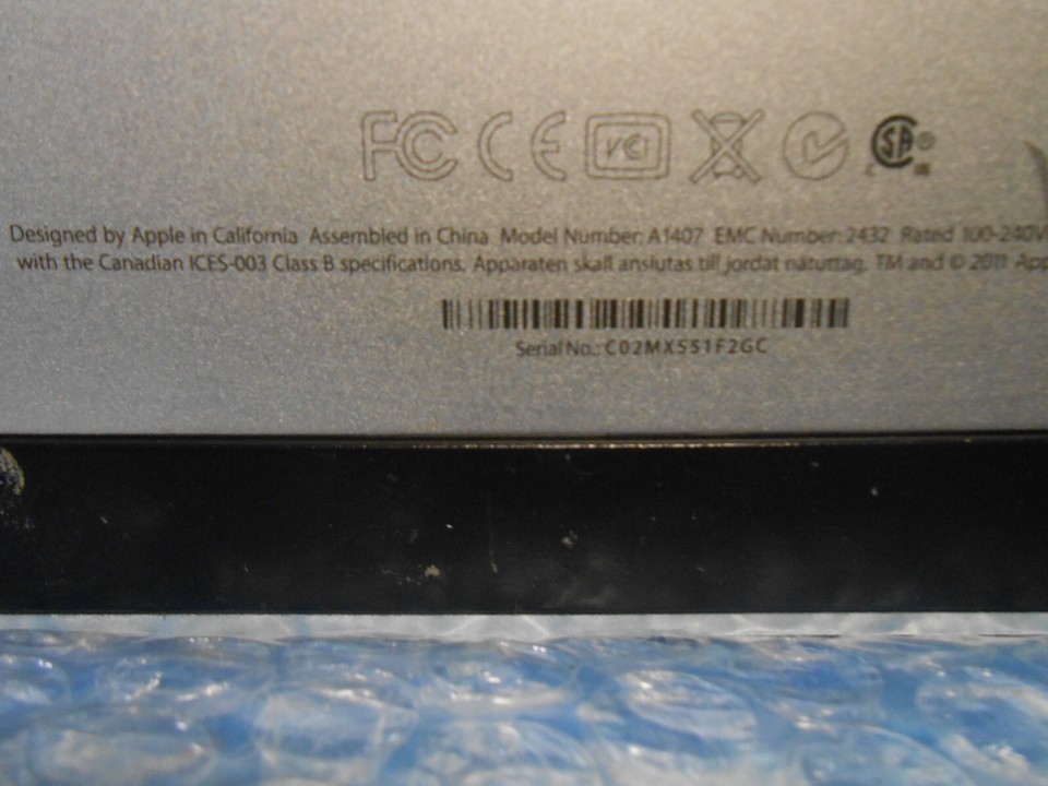 Apple 27" Thunderbolt A1407 Widescreen LCD Display 2560×1404 Monitor | eBay