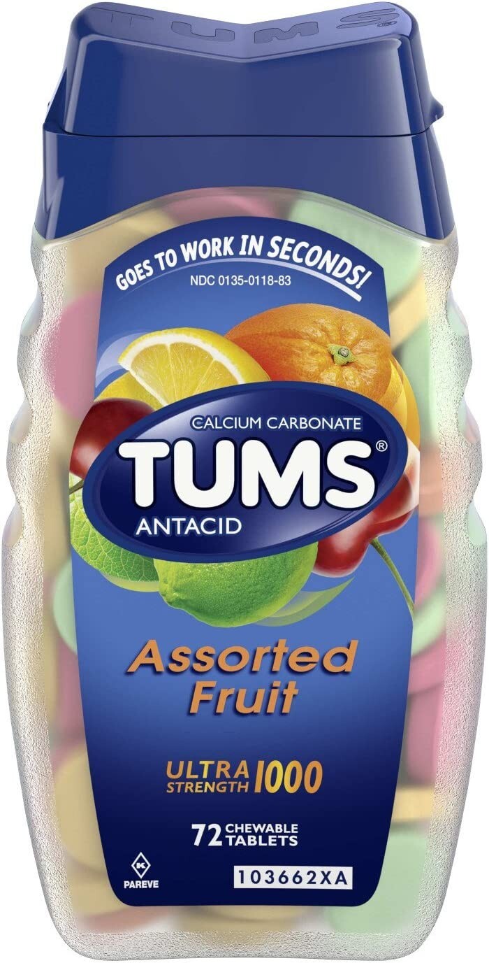 Tums Ultra 1000 mg Antacid, Assorted Fruit, 72 Tablets | eBay