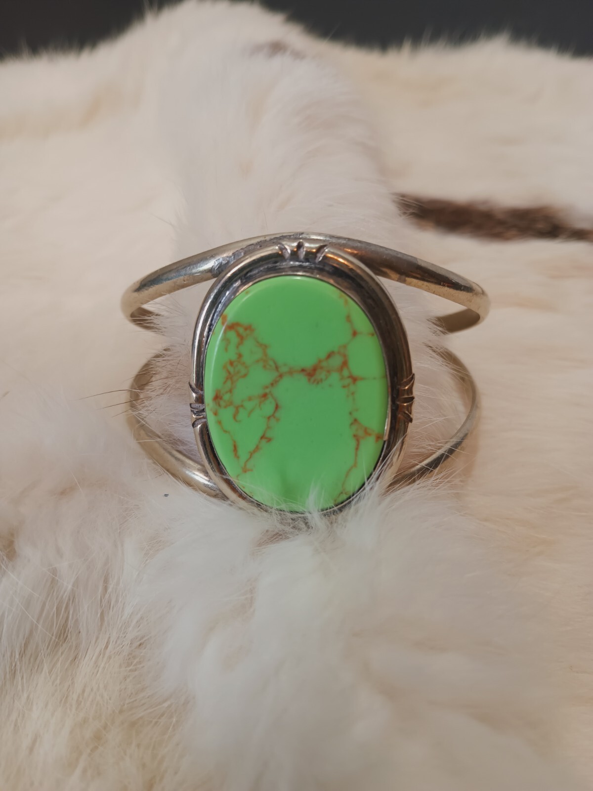 Large Gaspeite Cuff Bracelet, Sterling Silver, Magnif… - Gem